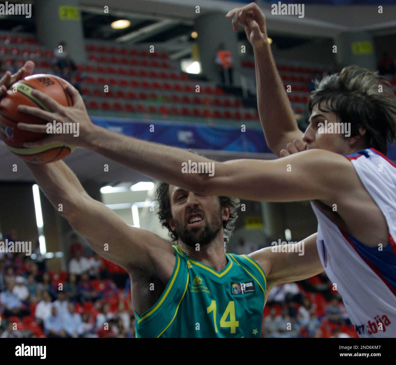 Nemanja Bjelica, right, from Serbia fights for a ball with Matthew ...