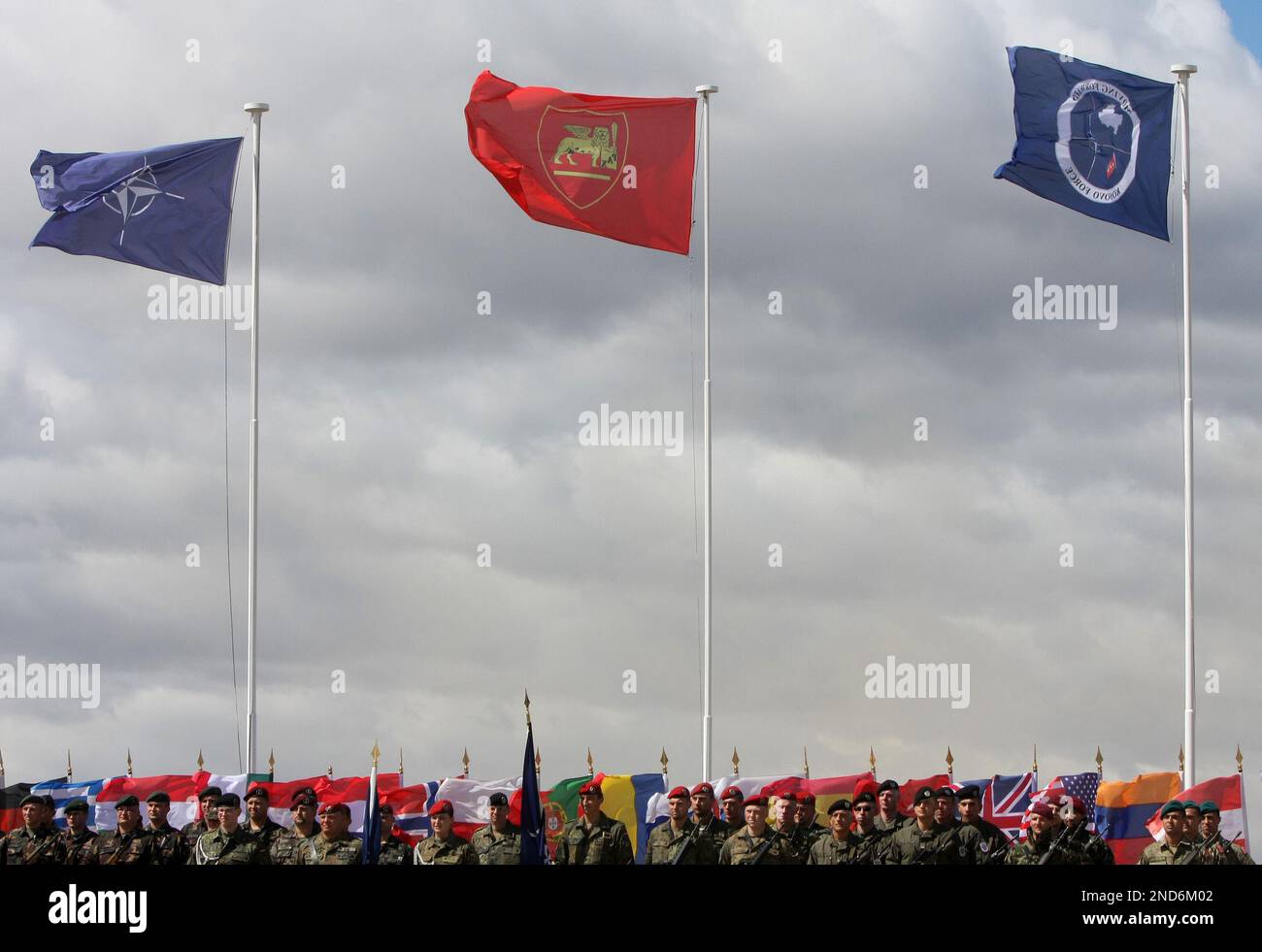 NATO soldiers line up as they participate the NATO change of Command ...