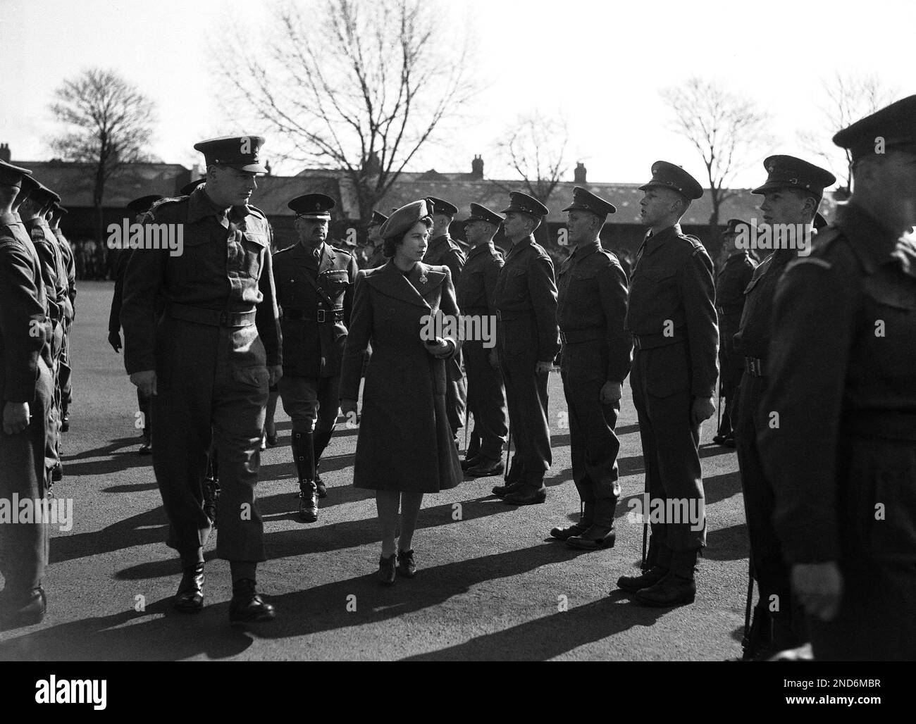Princess Elizabeth, Colonel in Chief of the Grenadier Guards inspects ...
