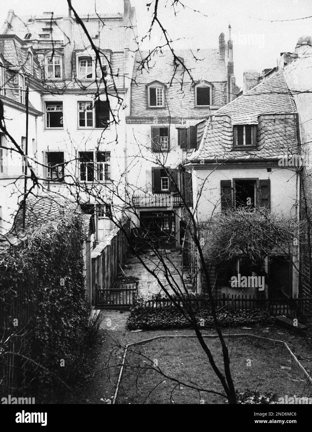 A view of Beethoven’s birthplace house, showing the backyard in Bonn ...