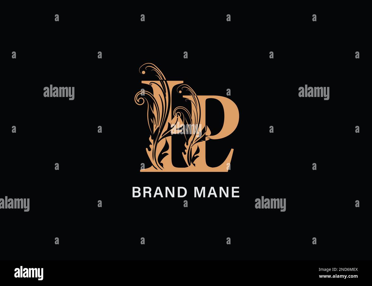 Alphabet LP or PL illustration monogram vector logo template in silver ...