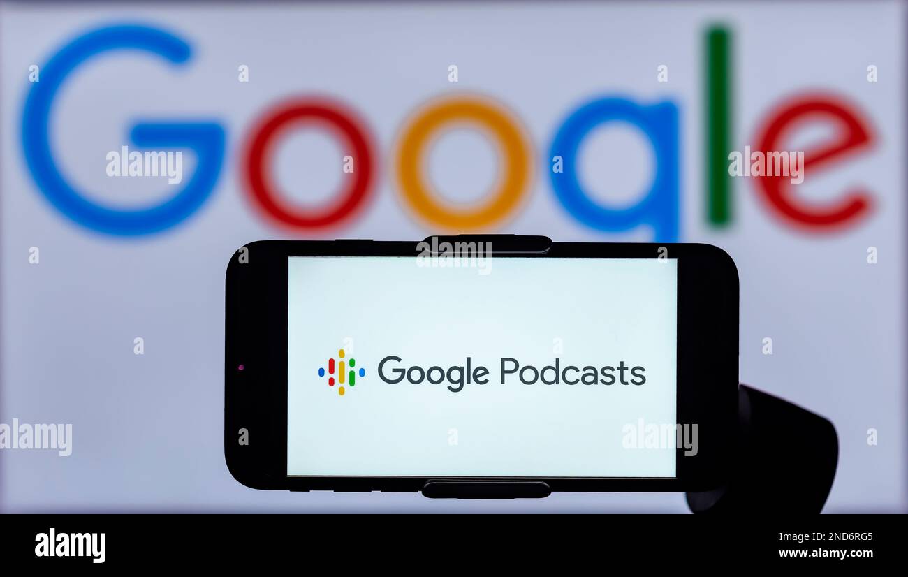 In this photo illustration, the logo of Google Podcasts is seen ...