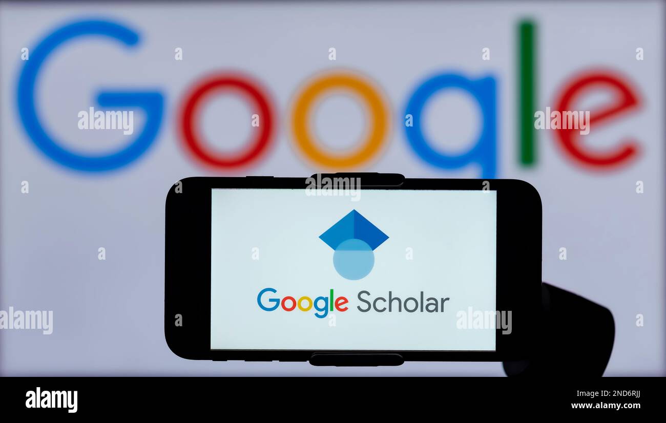 In this photo illustration, the logo of Google Scholar is seen ...