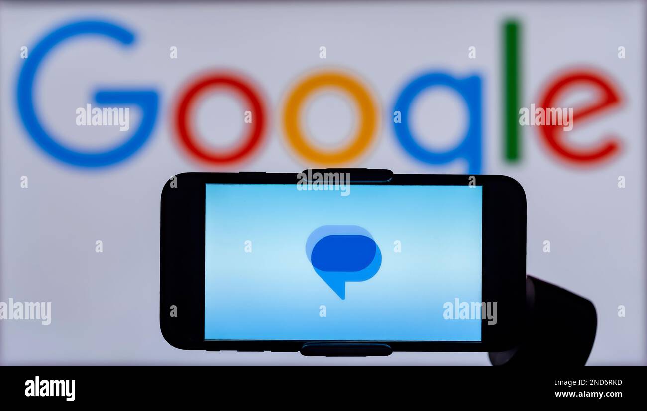 In this photo illustration, the logo of Google Messages is seen ...