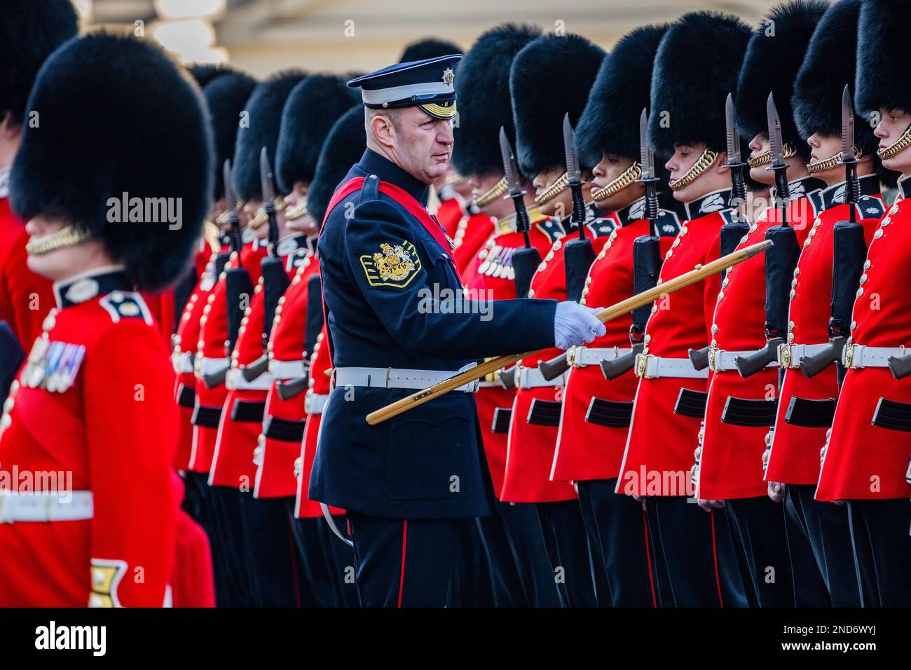 London, UK. 15th Feb, 2023. The garrison Sergeant Major also checks the ...