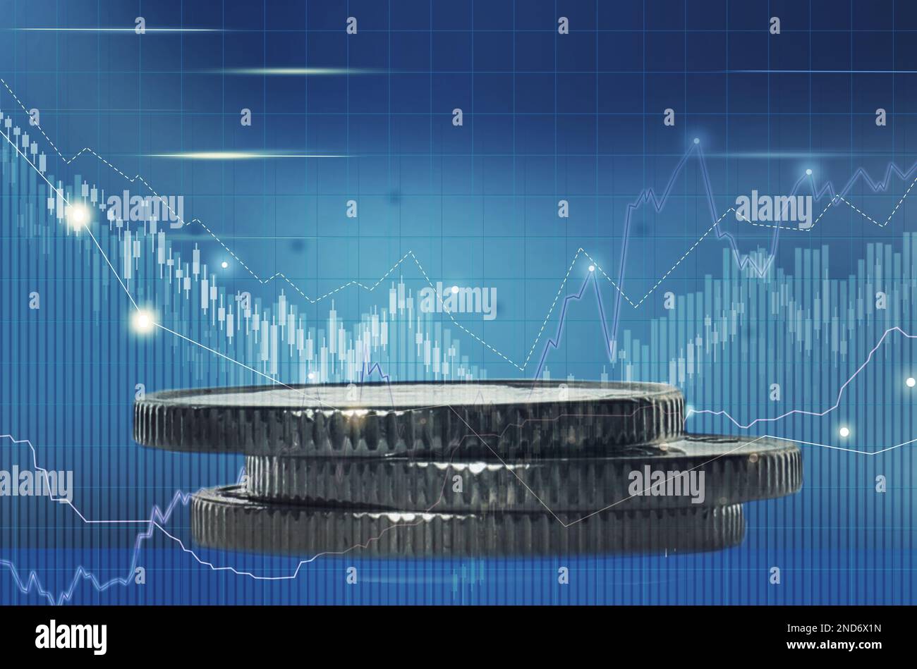 Beautiful illustration blue coins hi-res stock photography and images ...