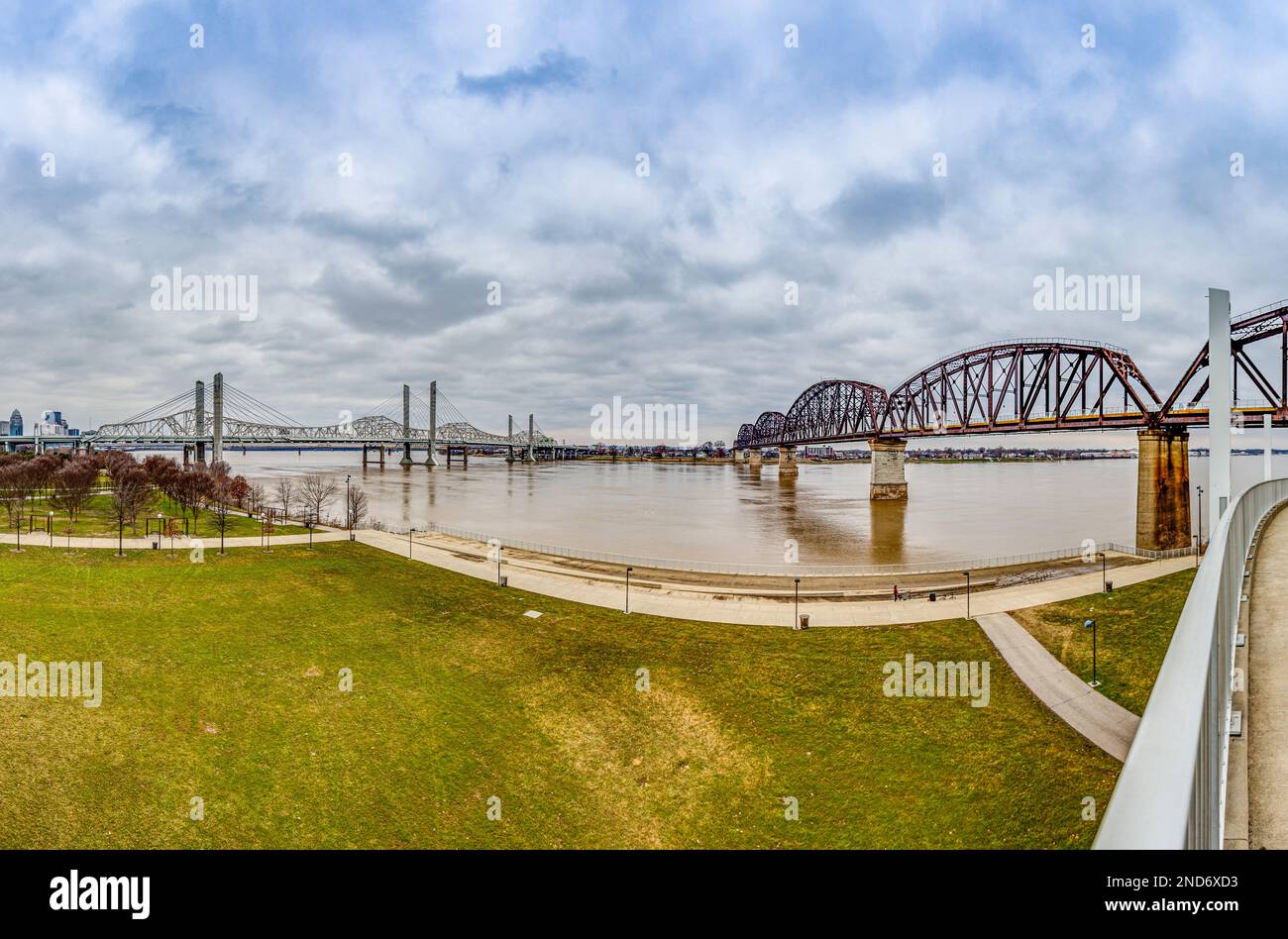 View on Big Four Bridge and Ohio river in Louisville at daytime Stock ...