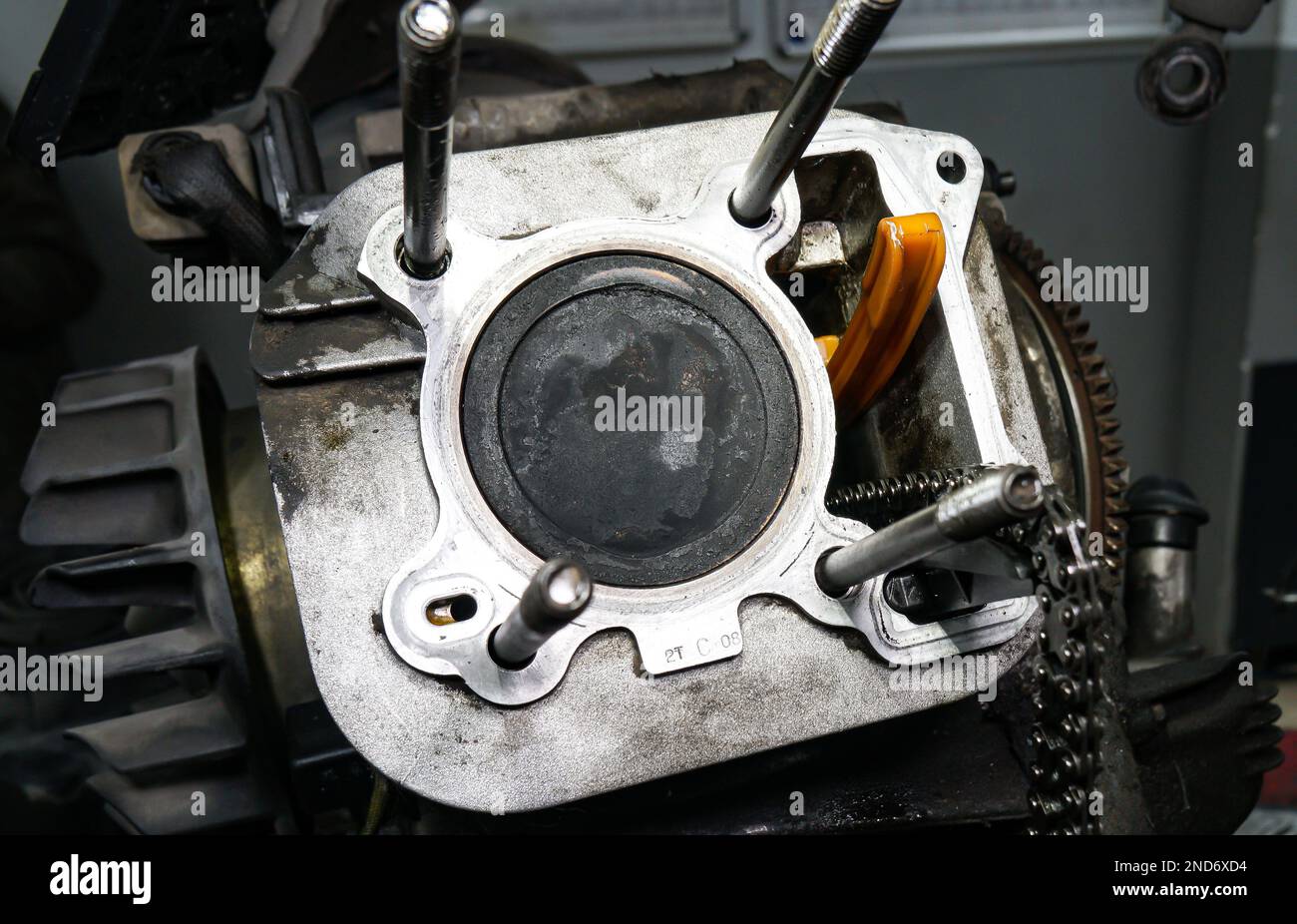 Motorcycle engine repair , overhaul and reconditioning Stock Photo - Alamy