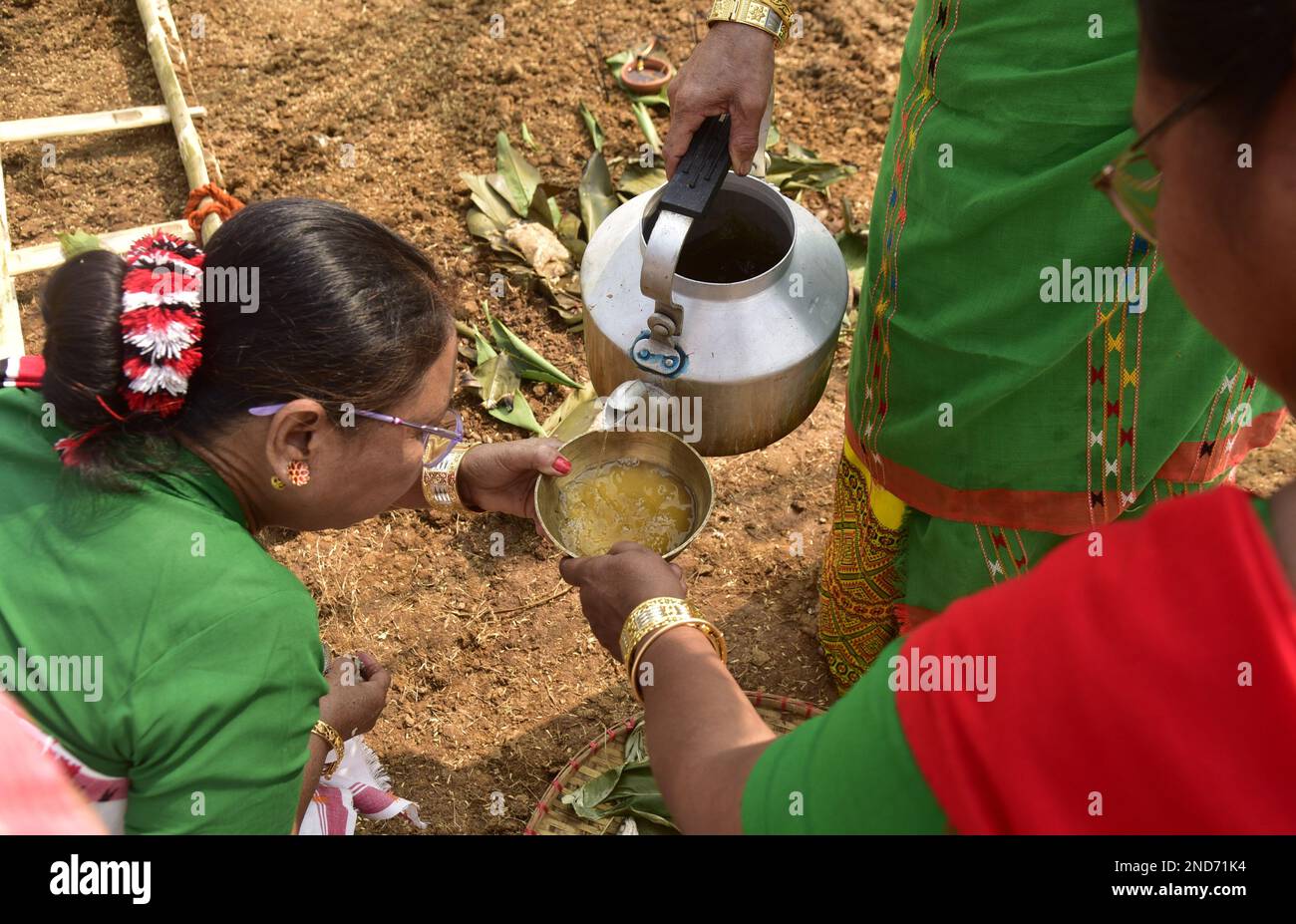 Guwahati, Guwahati, India. 15th Feb, 2023. Mising community woman offer ...