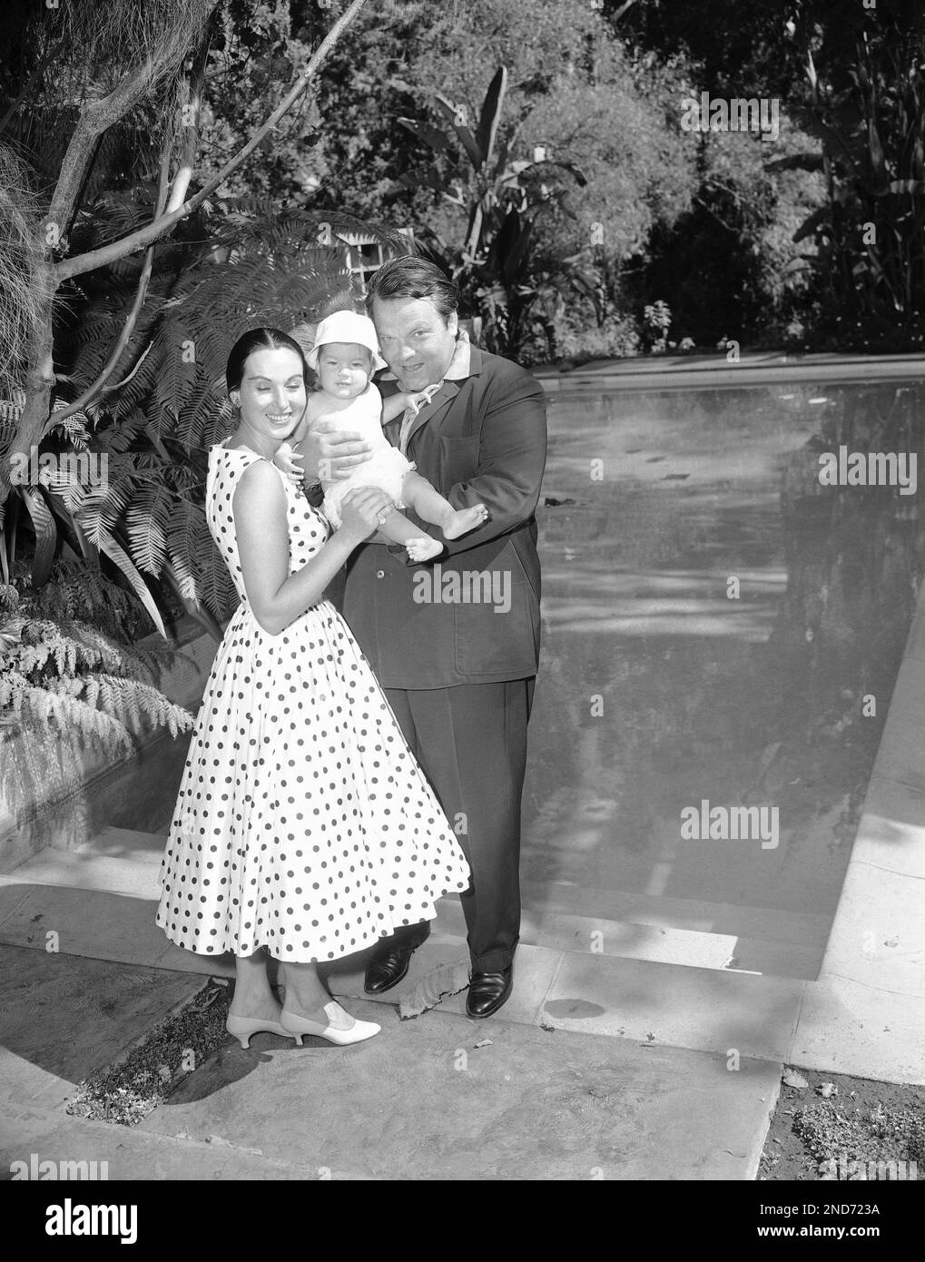 American Actor Orson Welles, his wife, Paola, and their 9-month old ...