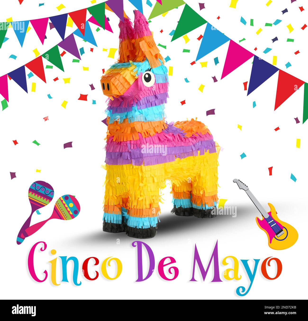 Cinco de Mayo festive poster. Bright funny pinata on light background ...