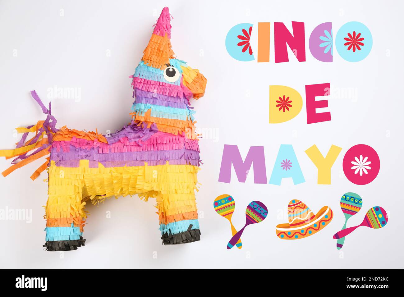 Cinco de Mayo festive poster. Bright funny pinata on white background ...