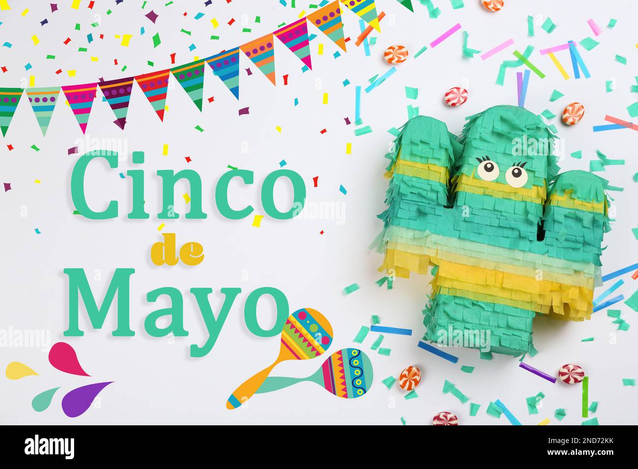 Cinco de Mayo festive poster. Bright funny pinata on light background ...