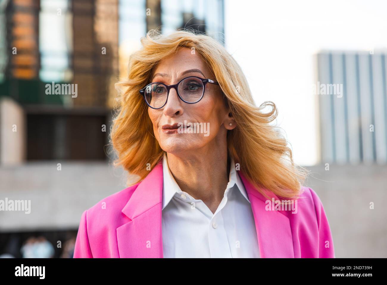 Transgender business woman lifestyle moments in downtown, Los angeles ...