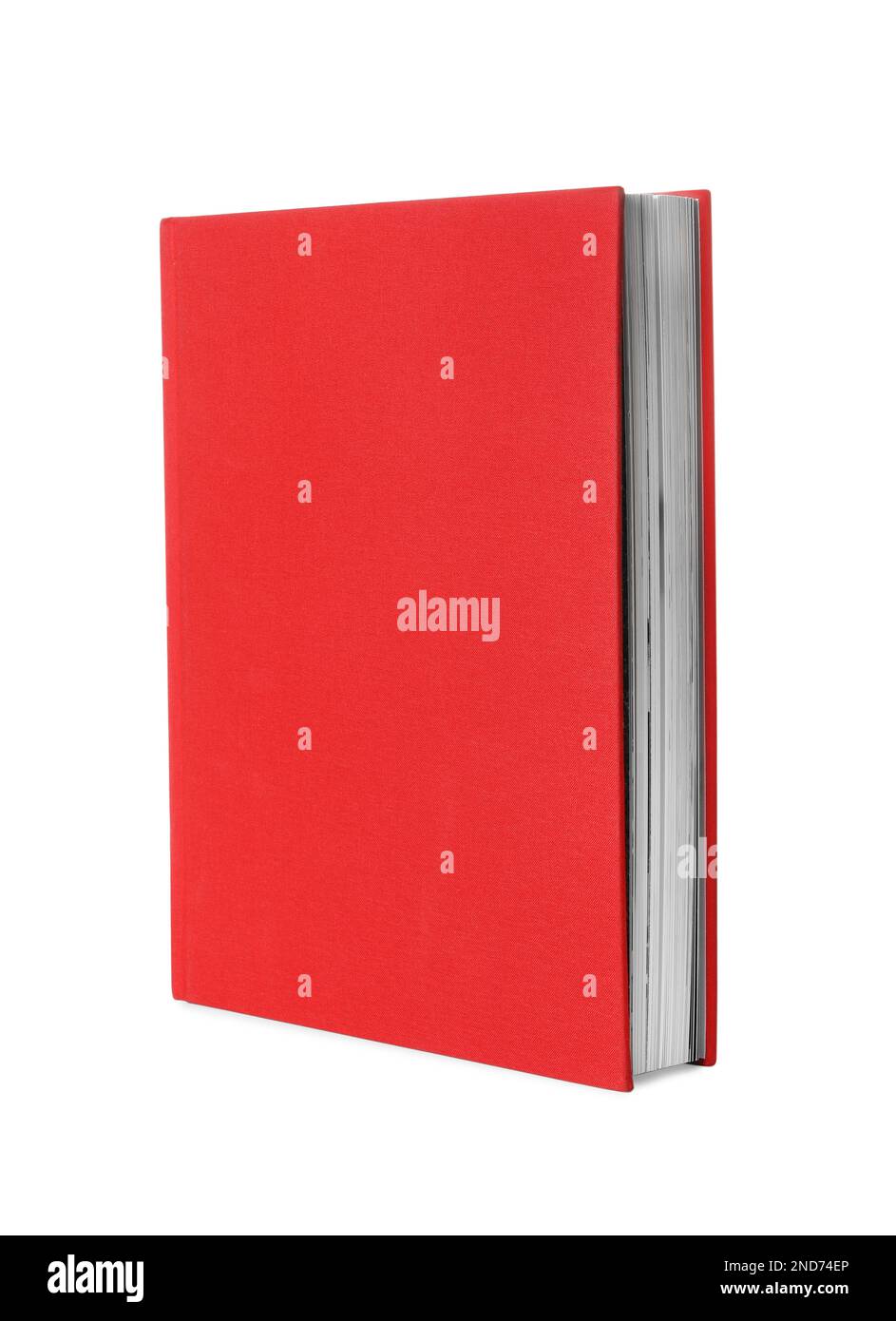 Book with red cover on white background Stock Photo - Alamy