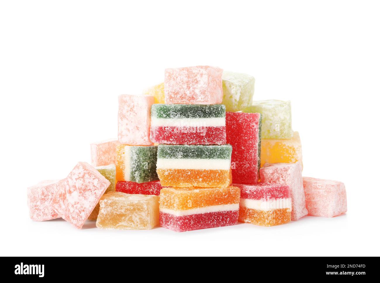 Pile of different tasty sweets on white background Stock Photo - Alamy