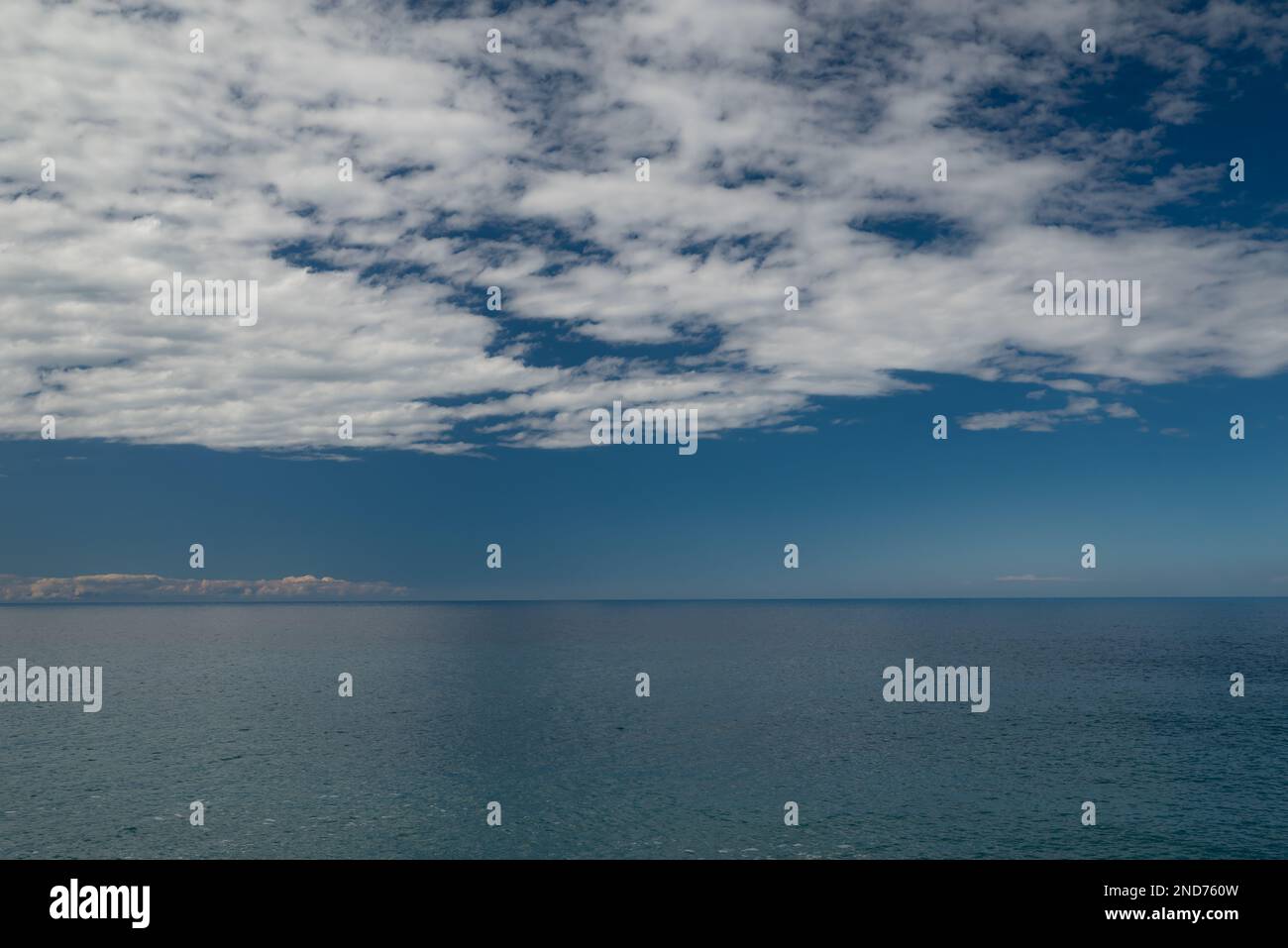 Blue ocean or sea background with blank space. Blue sky and white ...