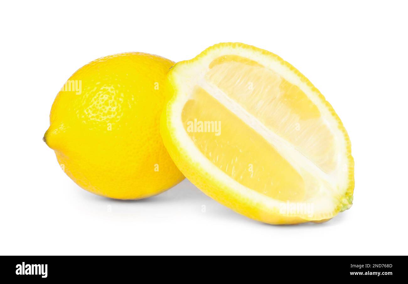 Fresh ripe juicy lemons on white background Stock Photo - Alamy