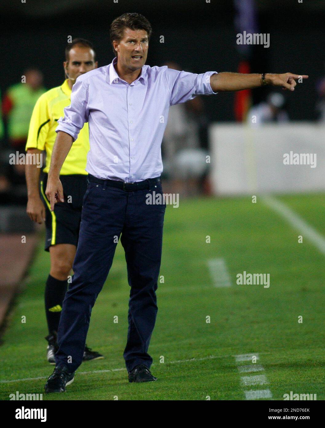 Mallorca's coach Michael Laudrup, from Denmark , gestures during the ...