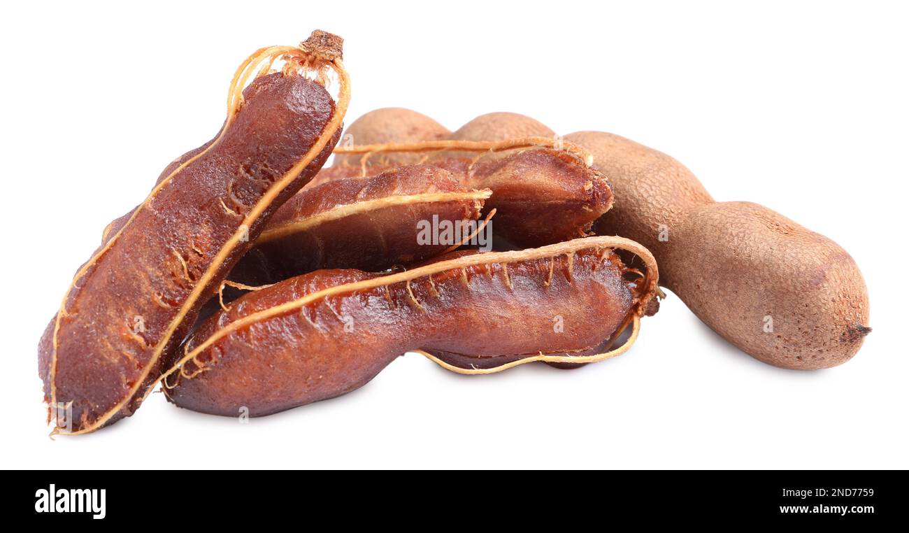 Delicious ripe tamarinds on white background. Exotic fruit Stock Photo ...