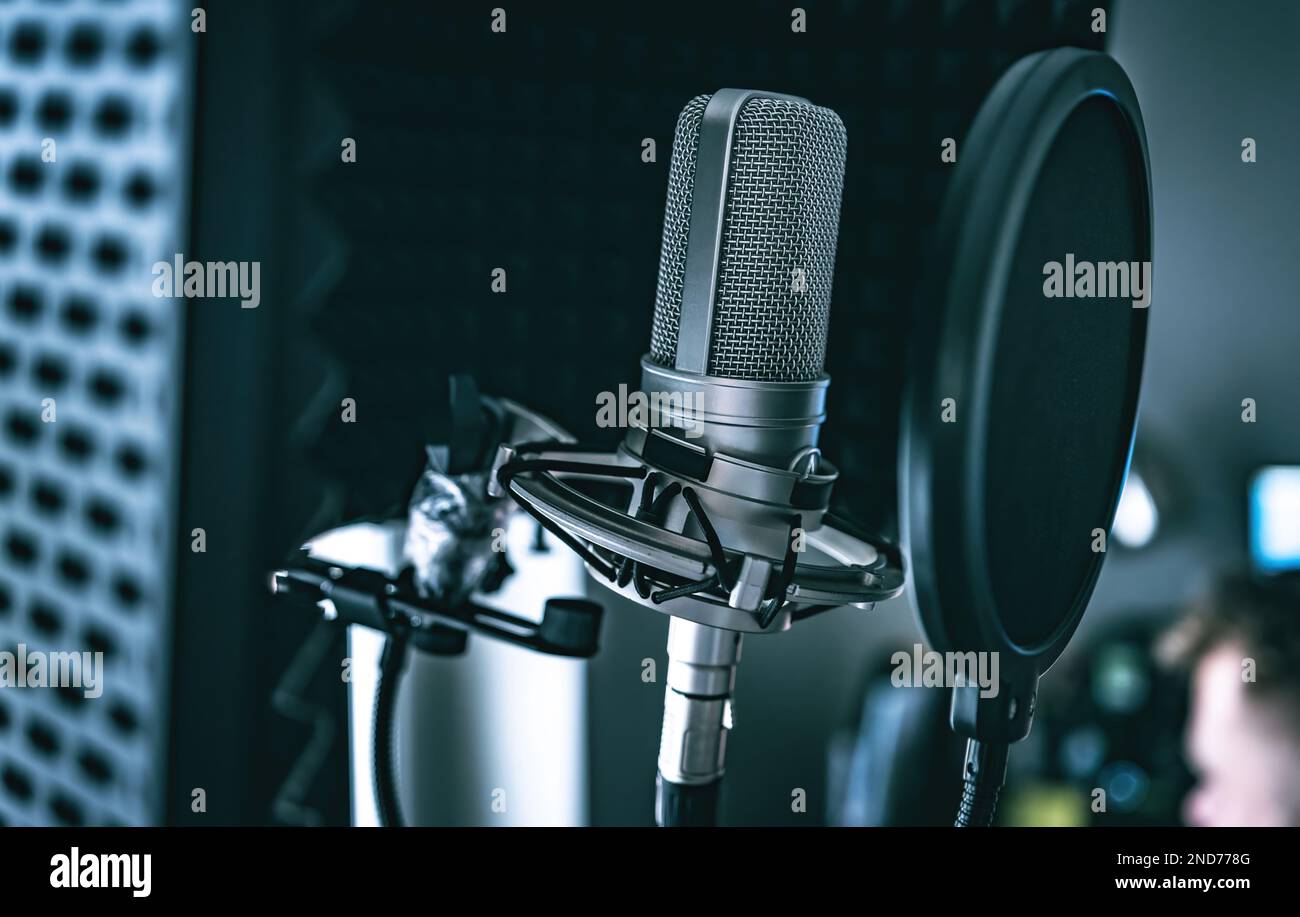 Microphone in recording studio Stock Photo - Alamy