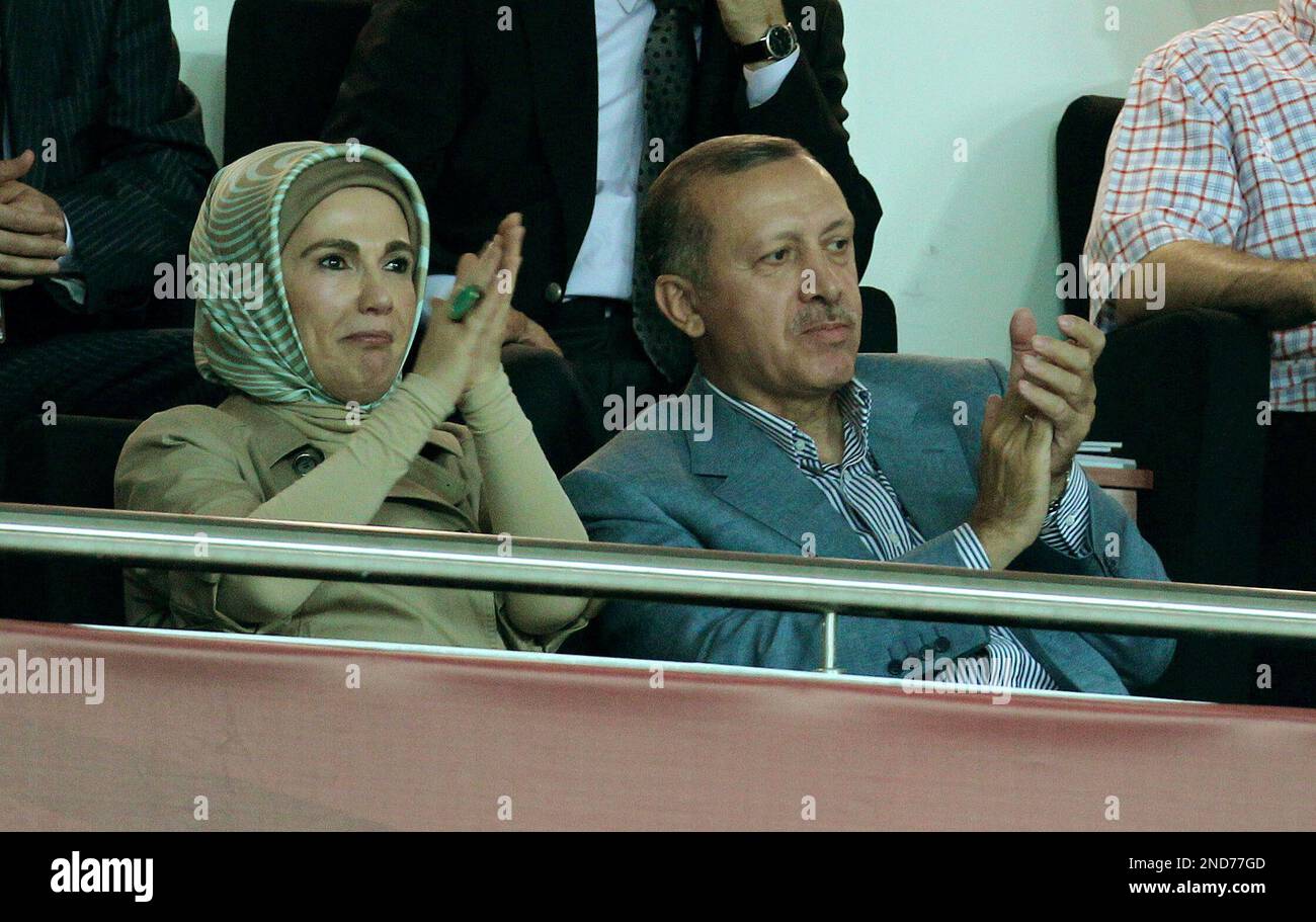 Turkish Prime Minister Recep Tayyip Erdogan, right, and his wife attend ...