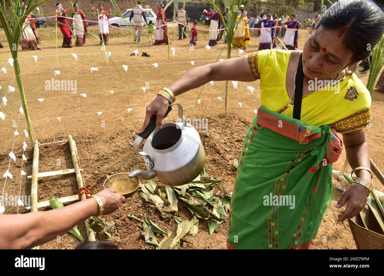 Guwahati, Guwahati, India. 15th Feb, 2023. Mising community woman offer ...