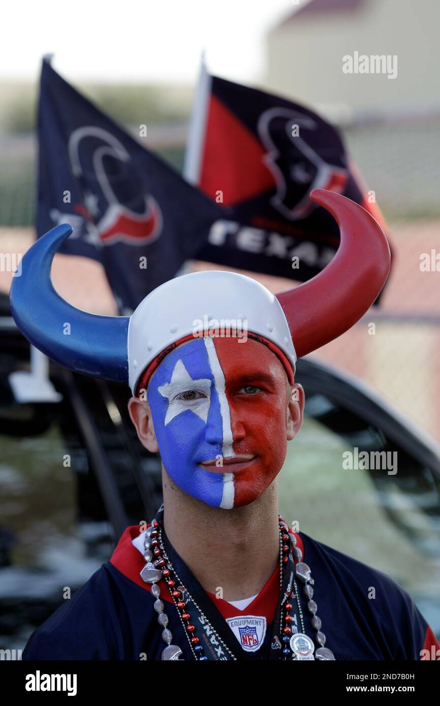 A Houston Texans fan before an NFL preseason football game against the ...