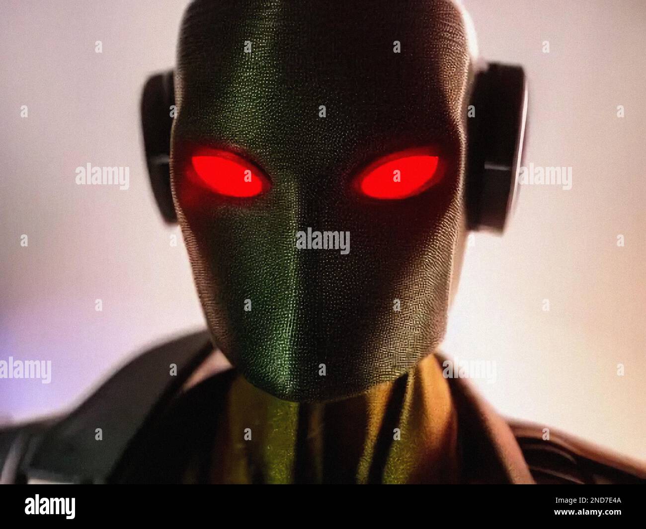 An evil cyborg with glowing red eyes Stock Photo - Alamy