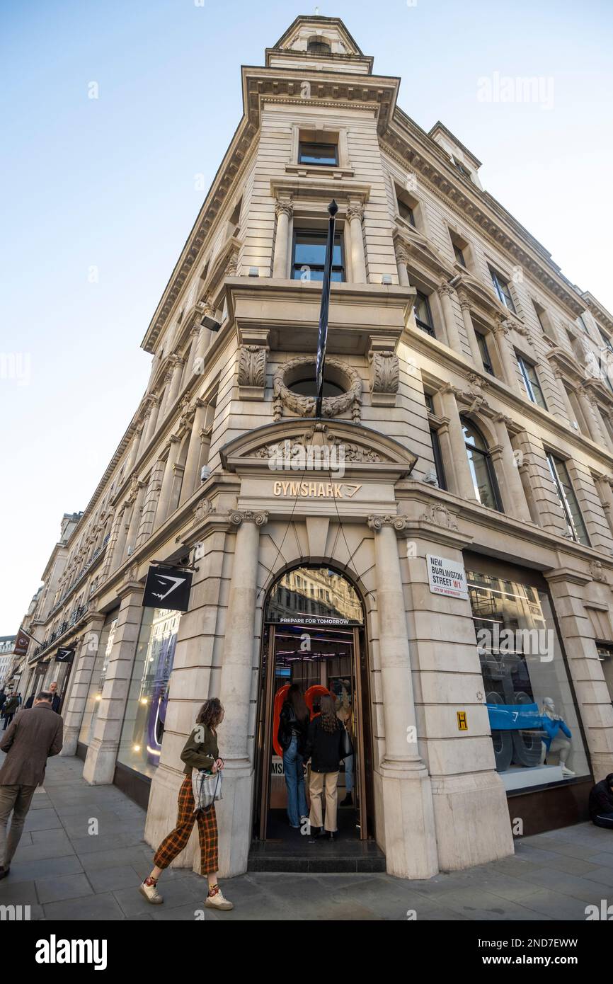 London, UK. 15 February 2023. Gymshark on Regent Street. New research ...