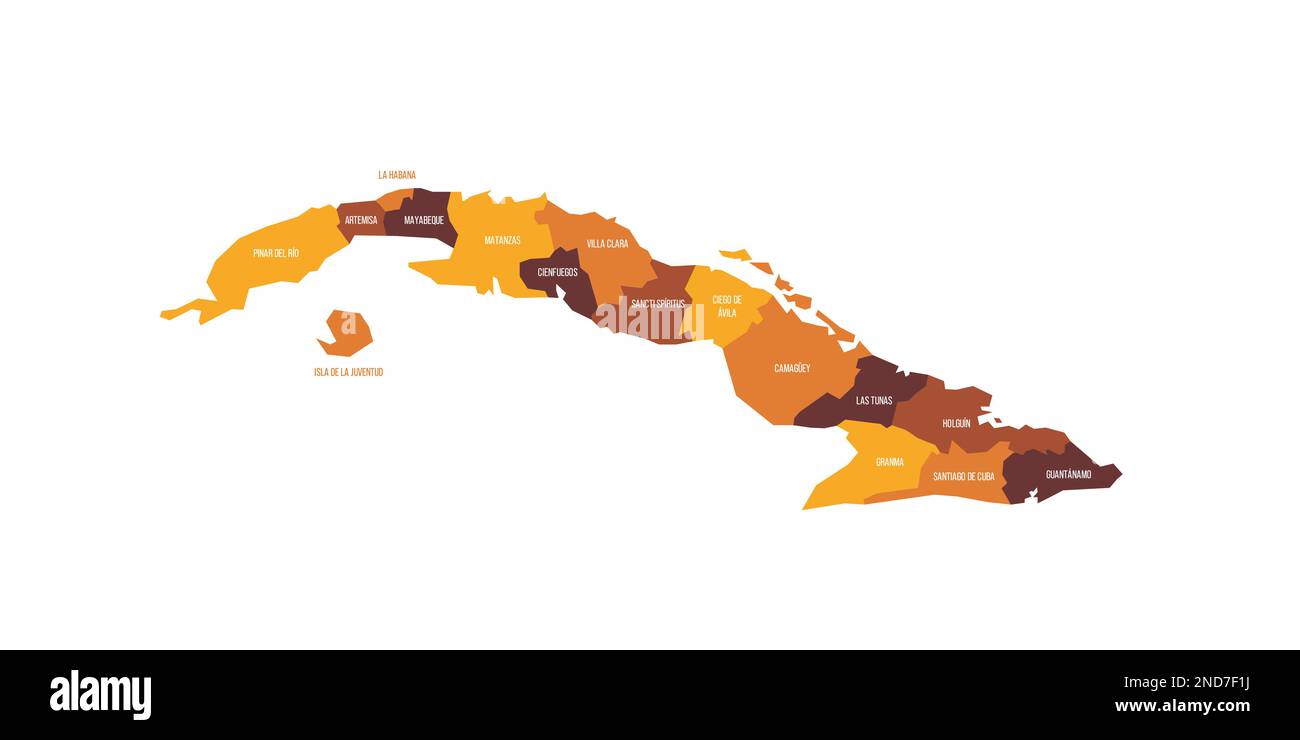 Cuba political map of administrative divisions - provinces. Flat vector ...