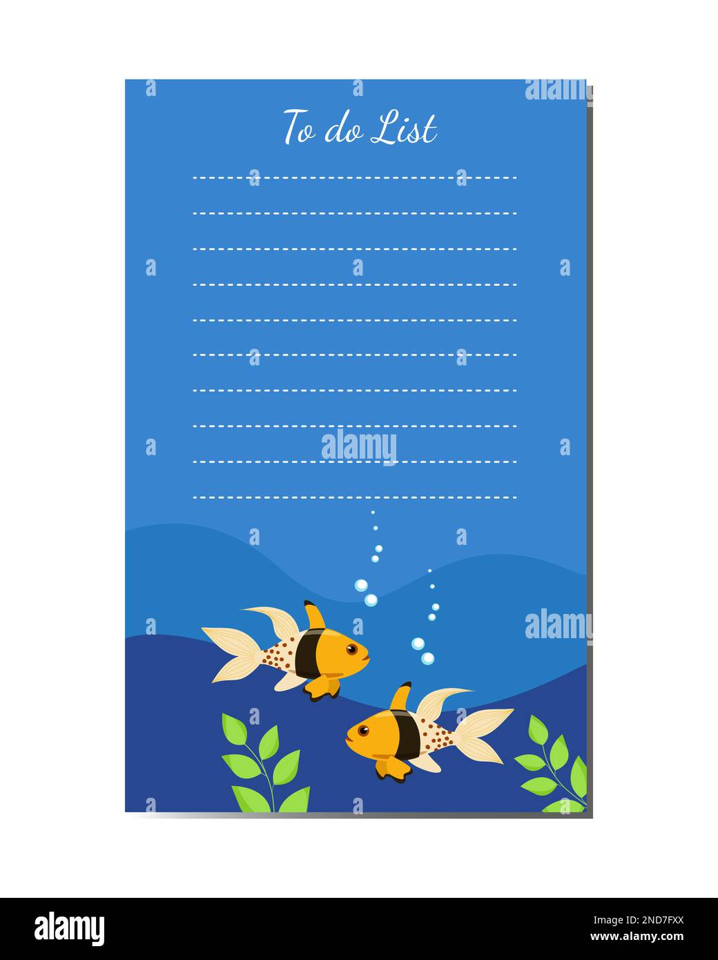 Daily planner marine design with exotic fish. Printable organizer page ...
