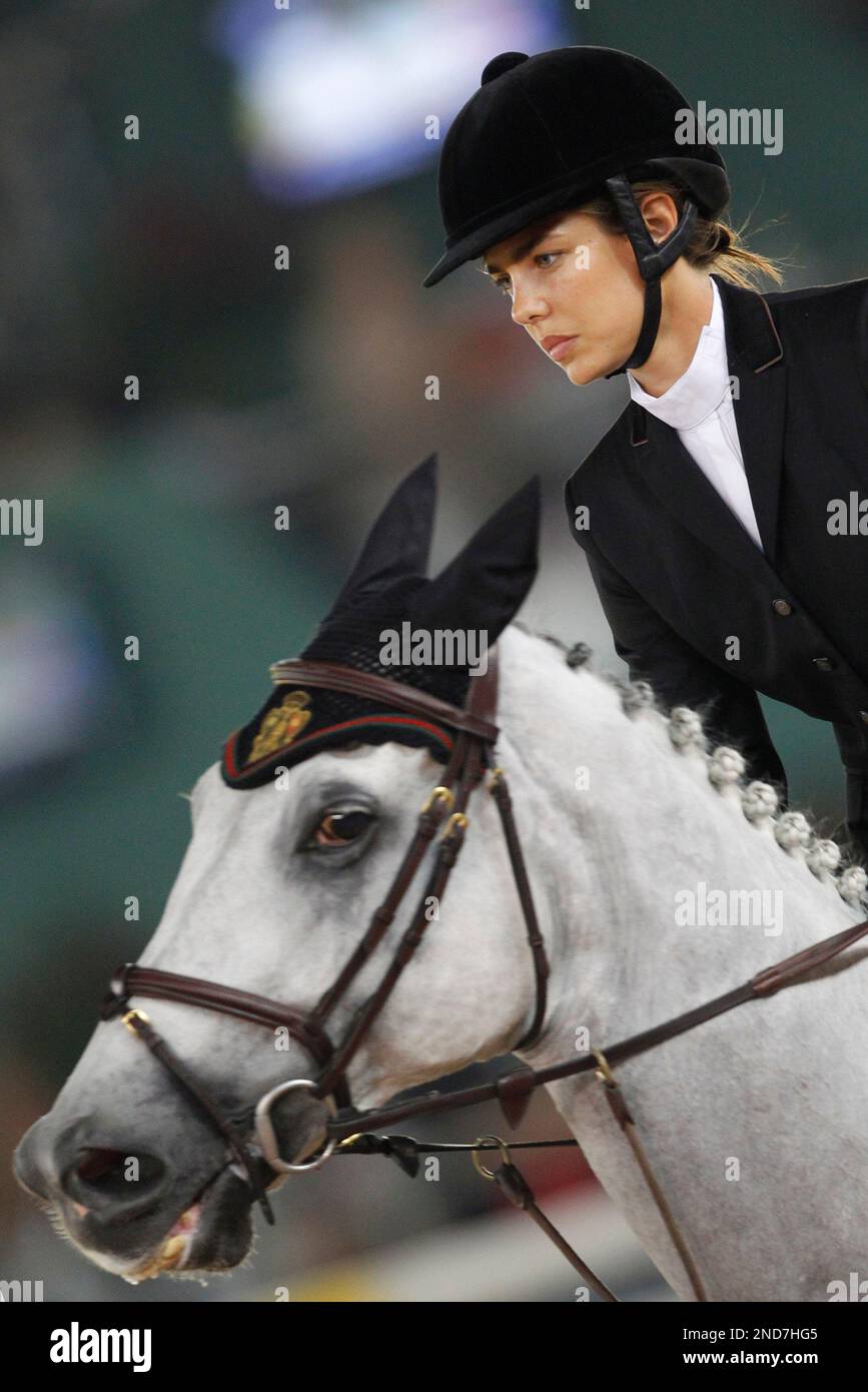 Monaco's Charlotte Casiraghi competes at the Athina Onassis ...