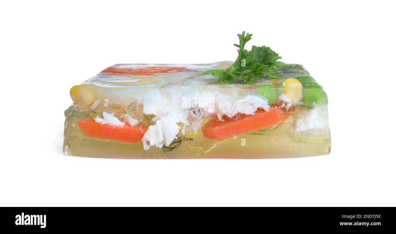 Delicious homemade fish aspic isolated on white Stock Photo - Alamy