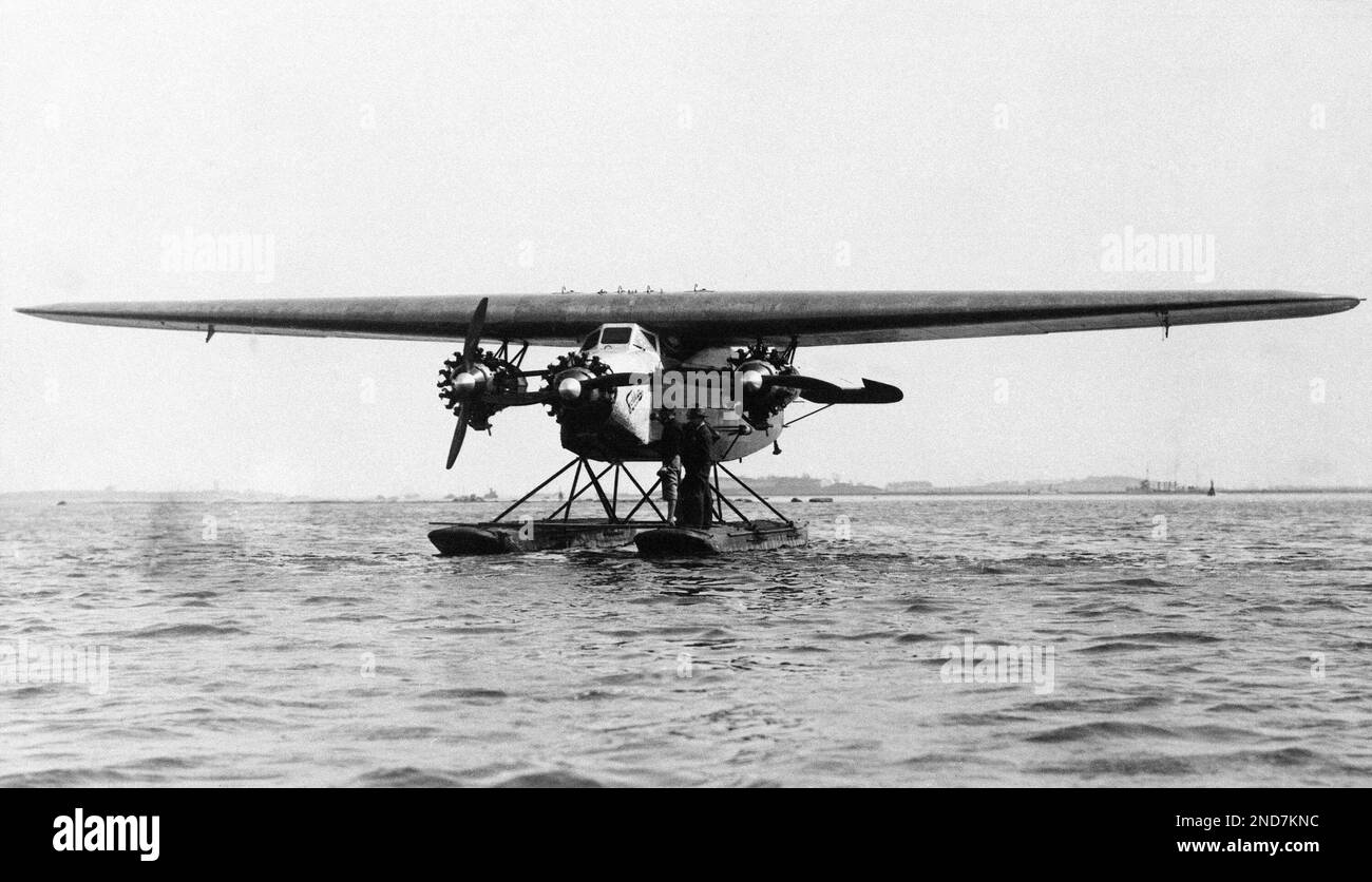 Fitted with specially made steel pontoons, the Fokker plane commander ...