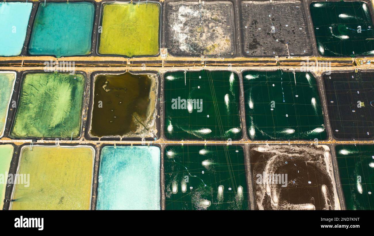 Aerial view multi colored ponds hi-res stock photography and images - Alamy