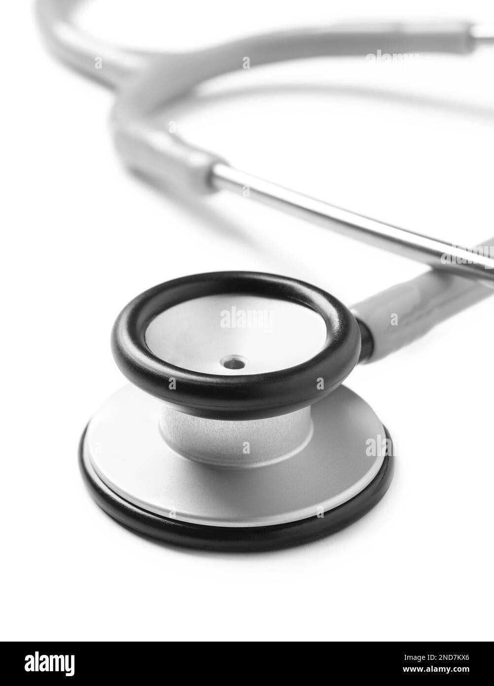 Modern stethoscope on white background, closeup view Stock Photo - Alamy