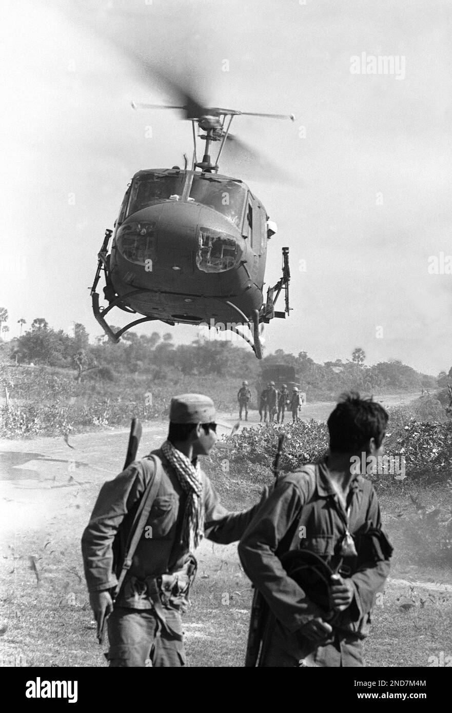 South Vietnamese chopper takes off after supplying Army of the Republic ...