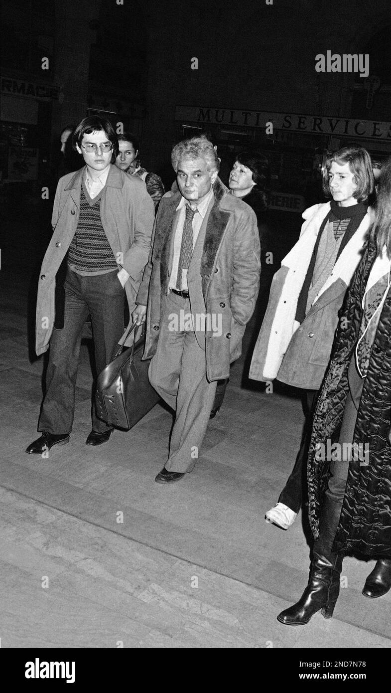 French philosopher and writer Jacques Derrida arriving at Station Gare ...