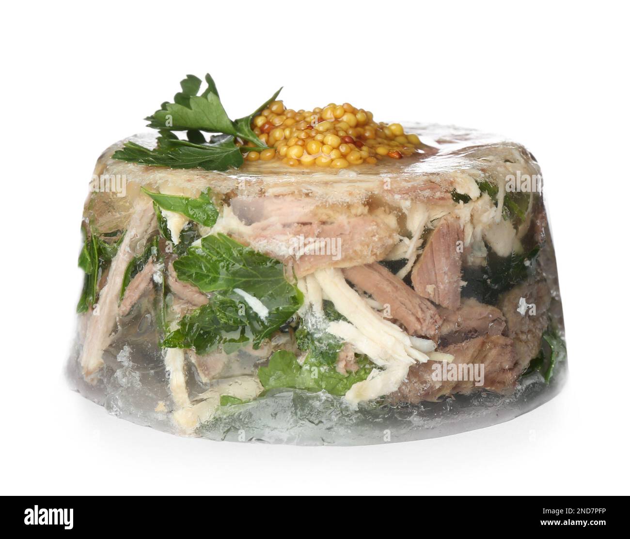 Delicious homemade aspic with meat isolated on white Stock Photo - Alamy