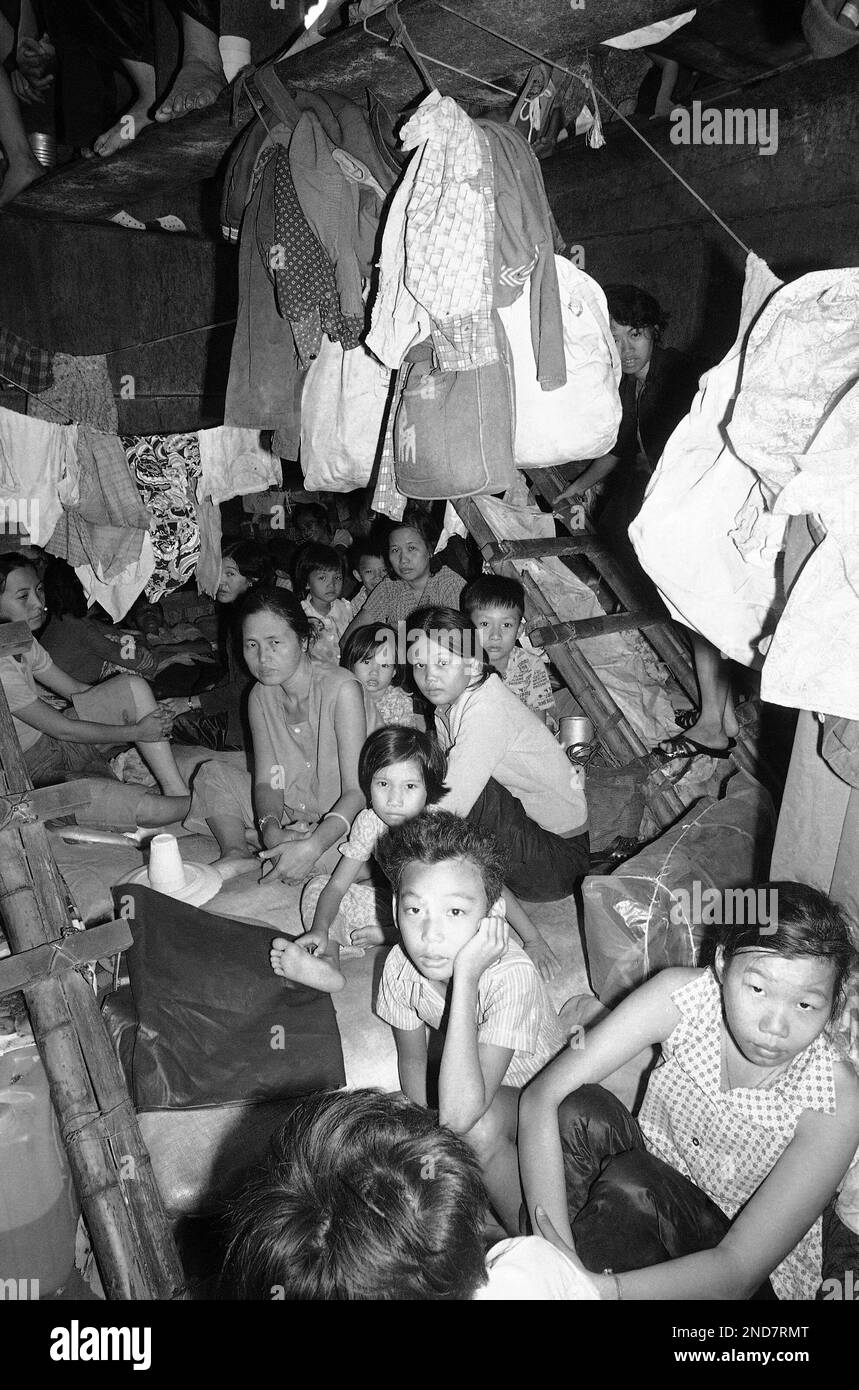 The cargo hold of the stranded Hong Kong – based refugee ship Tung An ...