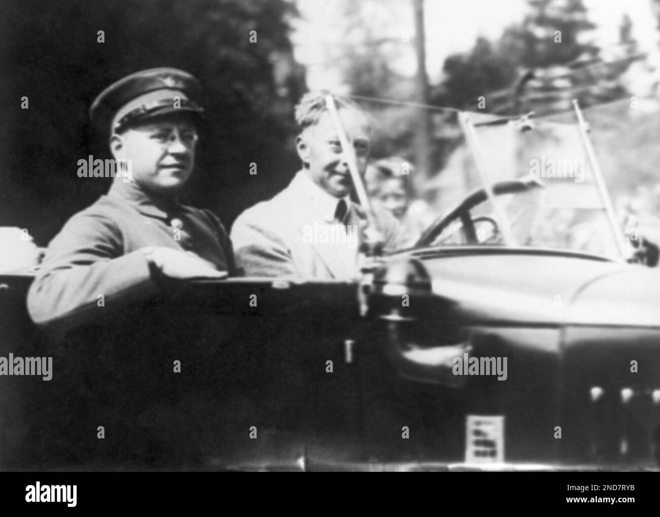 Crown Prince Wilhelm driving from the grounds of Doorn House in Germany ...