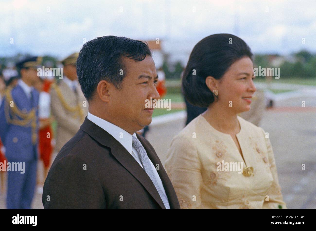 Prince Norodom Sihanouk, Cambodia's chief of state, and wife Monineath ...