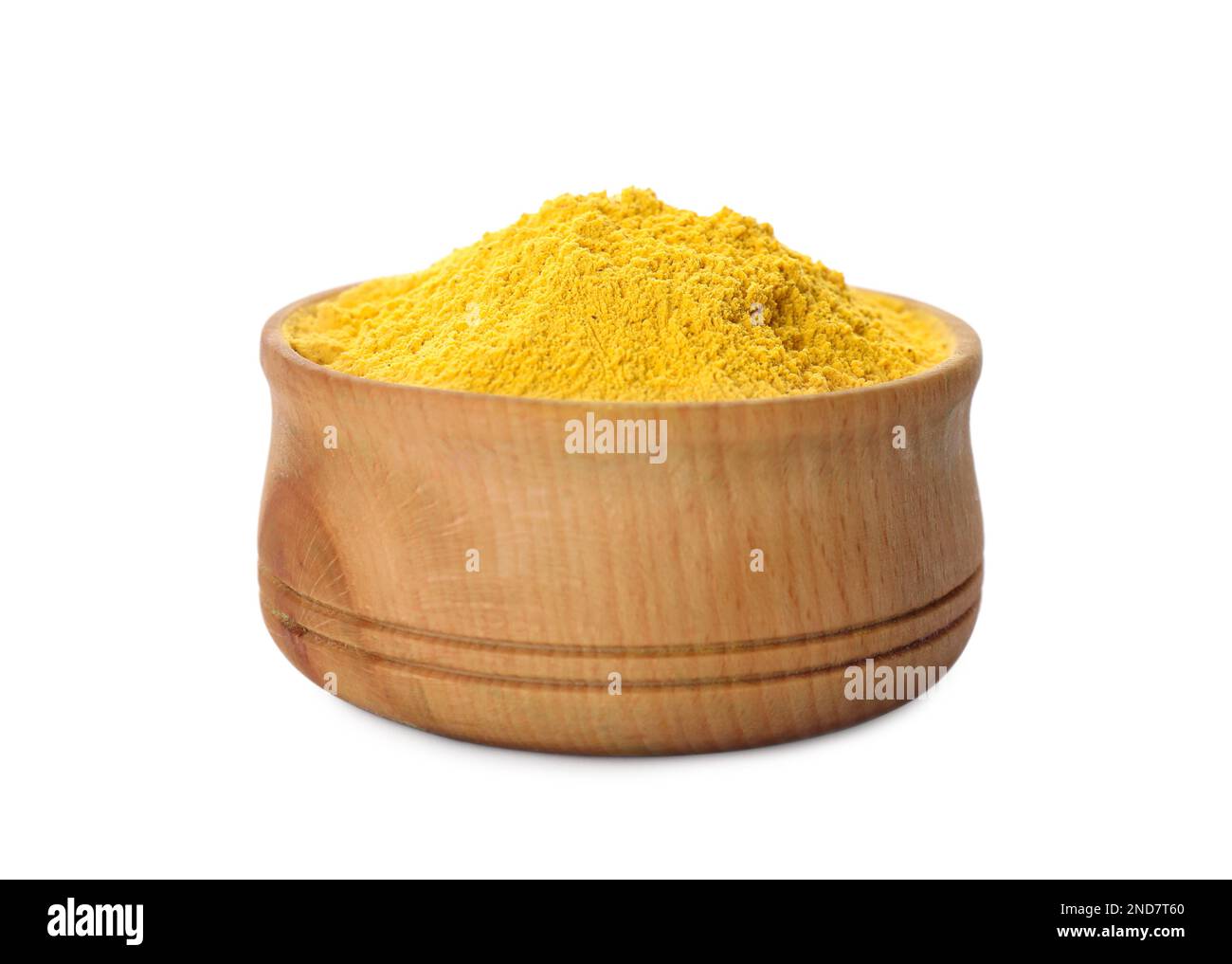 Yellow powder dye in bowl on white background. Holi festival Stock ...