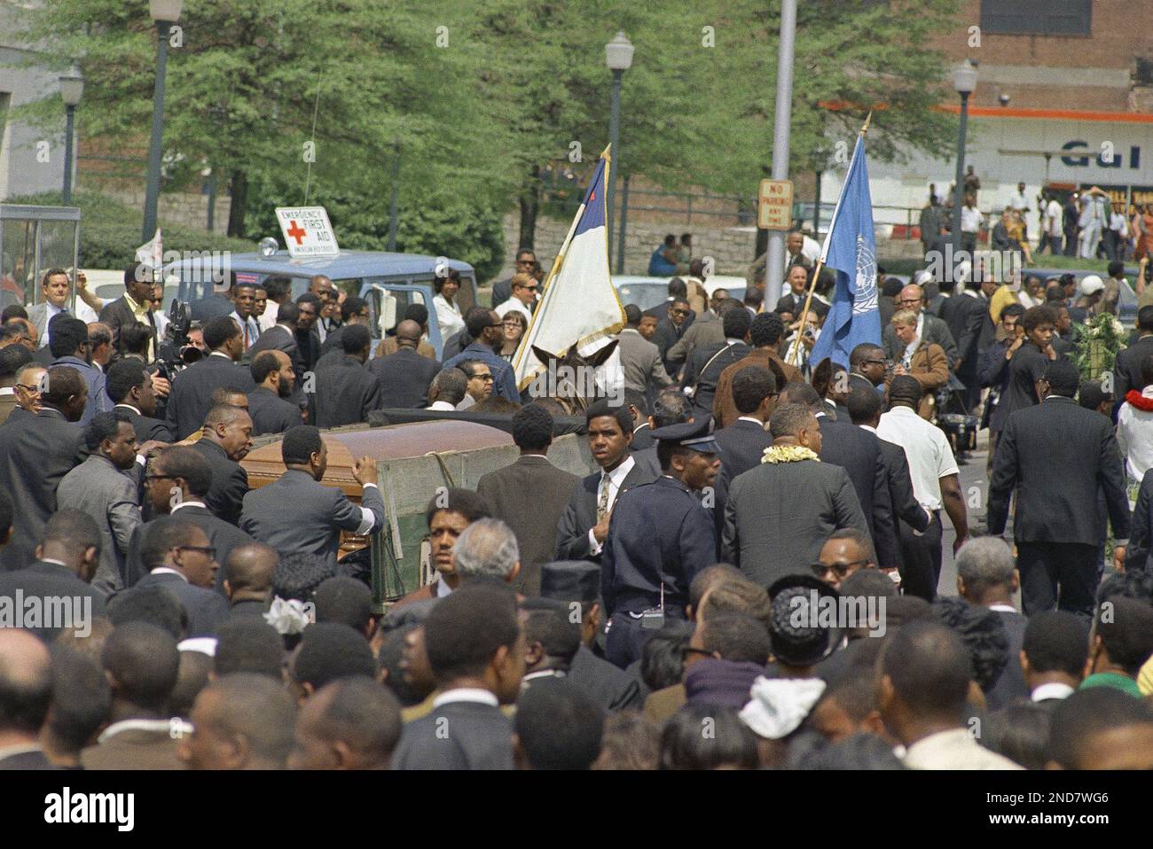 The funeral procession of Dr. Martin Luther King Jr., arrives at the ...