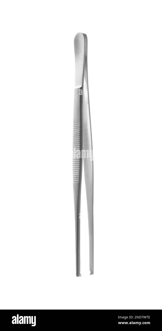 Surgical forceps on white background. Medical instrument Stock Photo ...