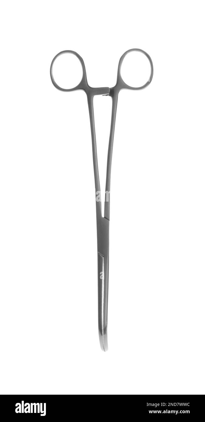 Surgical forceps on white background. Medical instrument Stock Photo ...