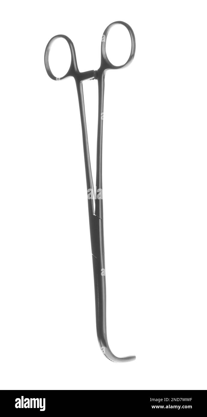 Surgical forceps on white background. Medical instrument Stock Photo ...