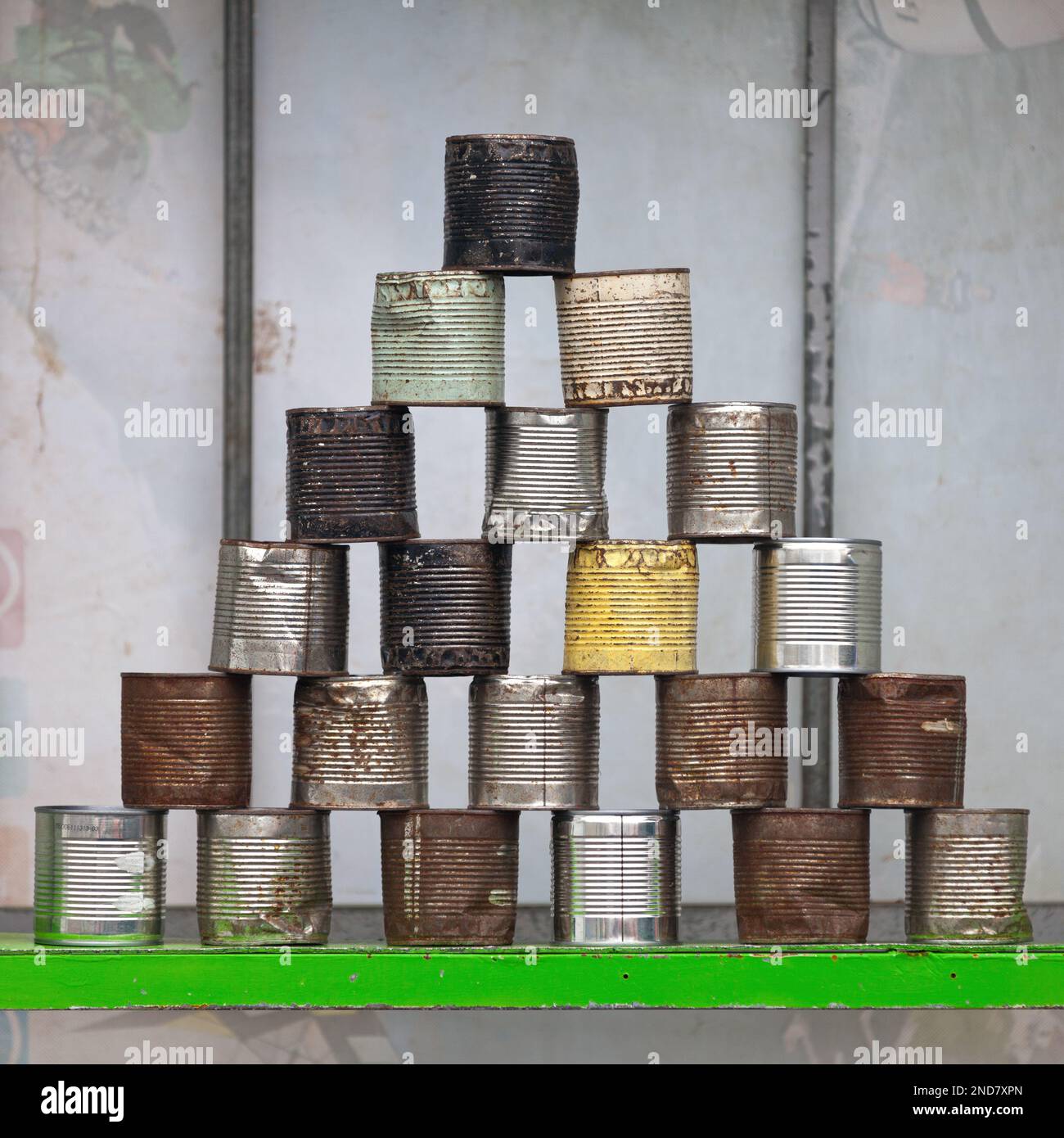 Close-up on a Tin can alley game at a traveling carnival booth Stock ...