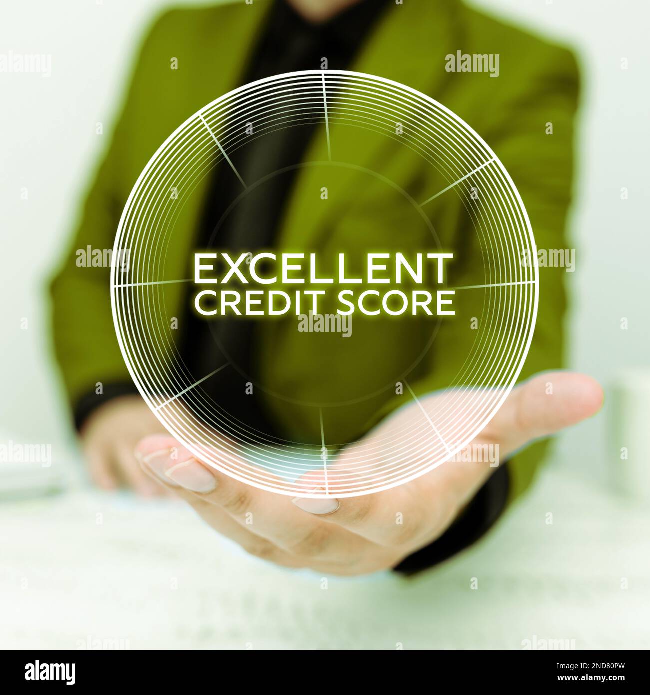 Text sign showing Excellent Credit Score. Word Written on person's ...